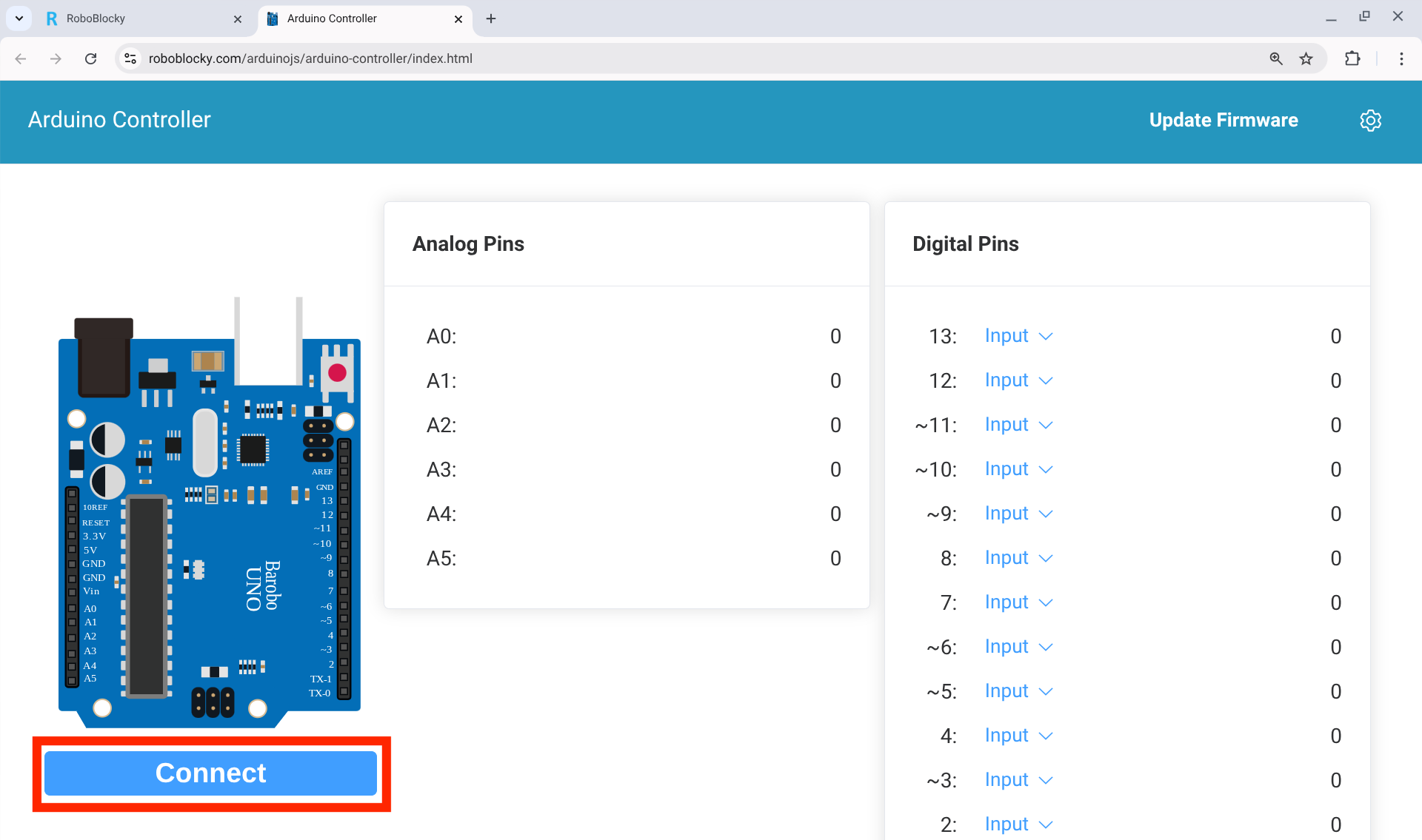 Launch Arduino Controller and Update Firmware (Chromebook)