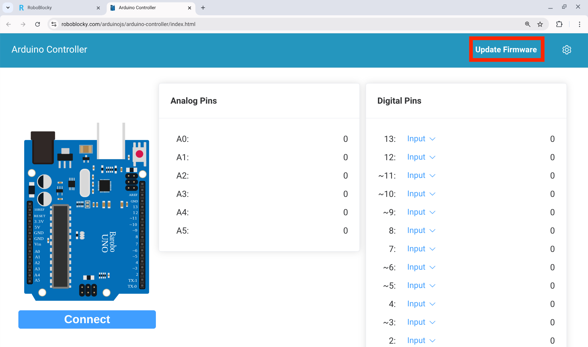 Launch Arduino Controller and Update Firmware (Chromebook)